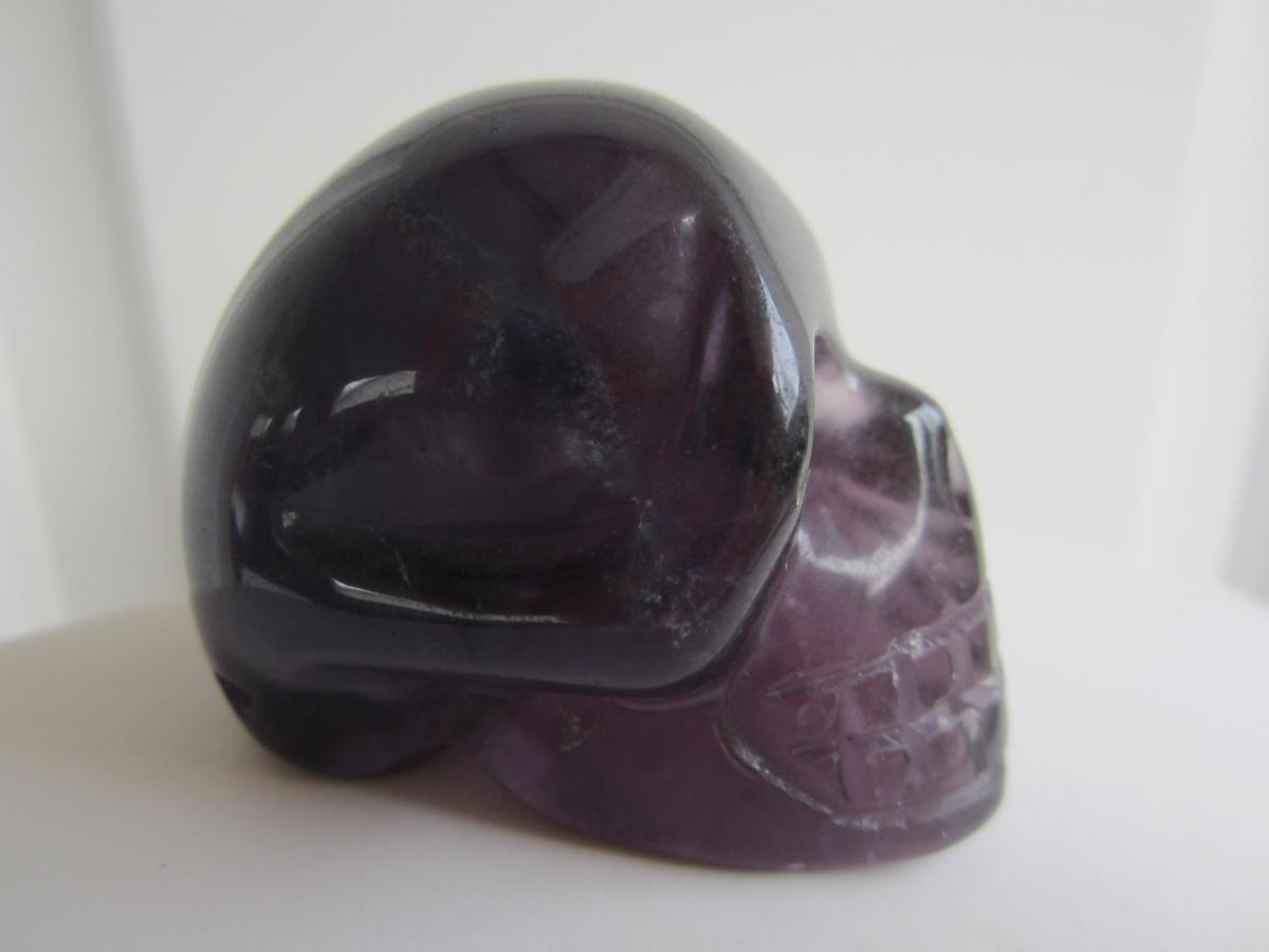 Natural Purple Fluorite Carved Crystal Skull on Luulla